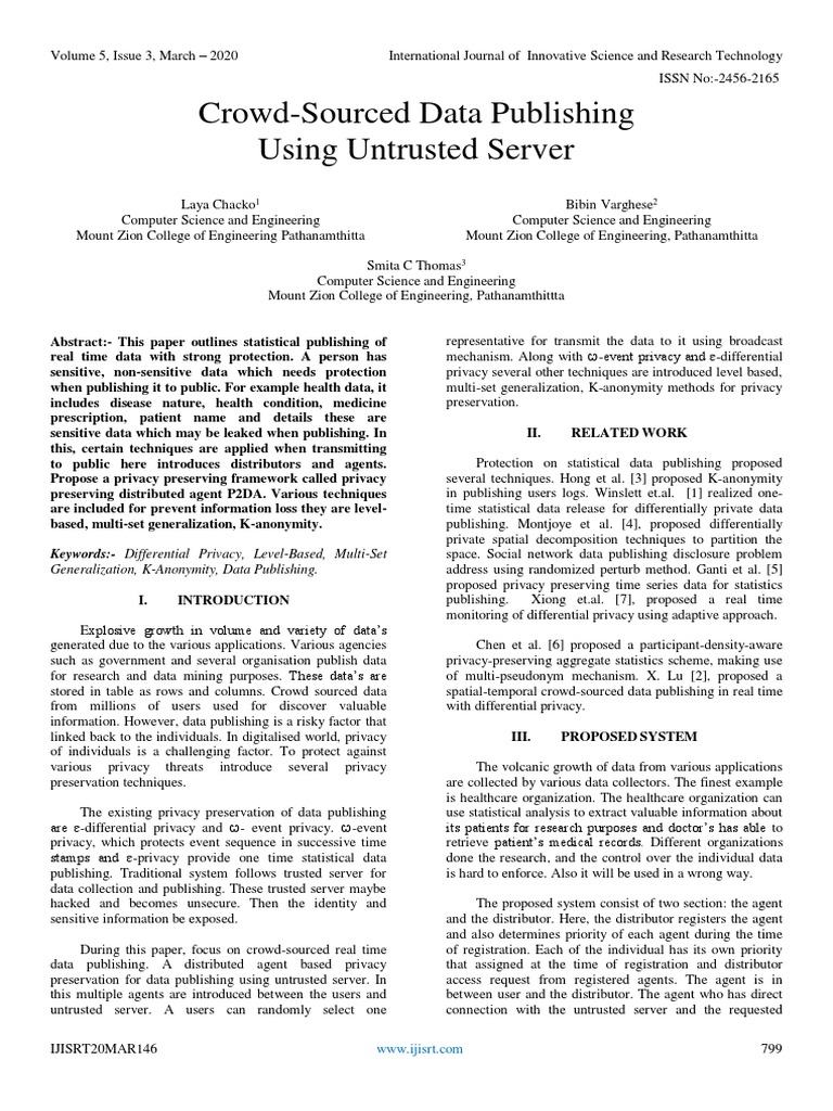 Crowd-Sourced Data Publishing | PDF | Privacy | Crowdsourcing