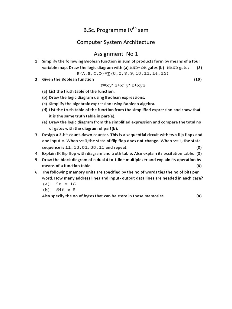 BSC CSA Assignment 1 | PDF