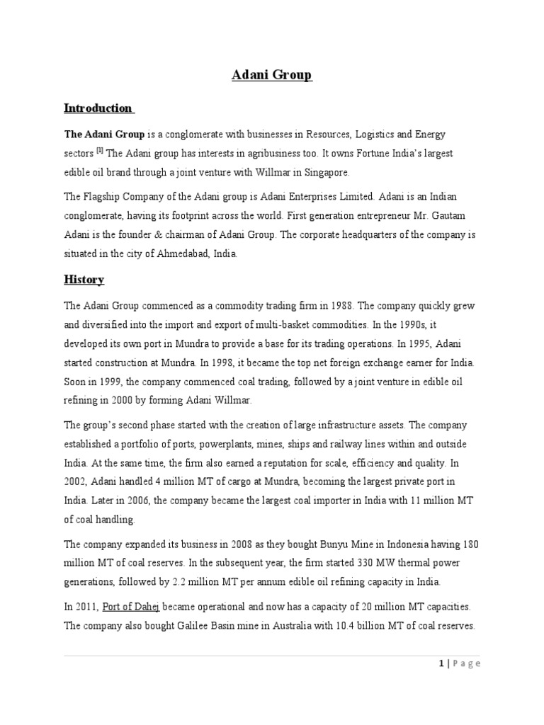 Adani Group: The Adani Group Is A Conglomerate With Businesses in ...