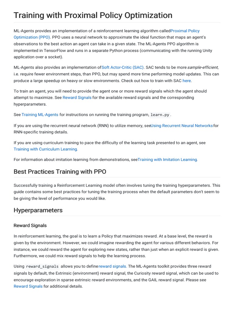 Training With Proximal Policy Optimization Training With Proximal ...