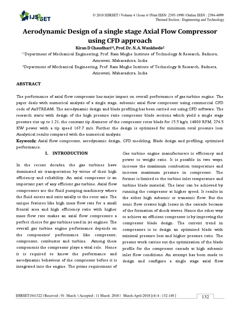 Aerodynamic Design of A Single Stage Axial Flow Compressor Using CFD ...