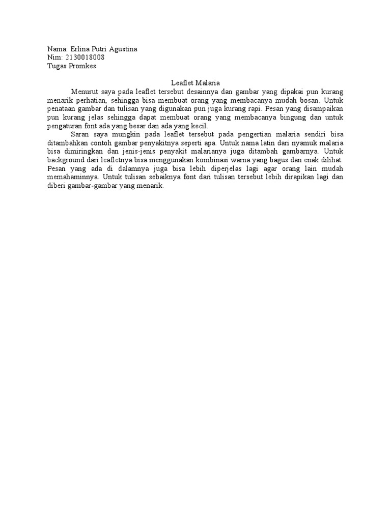 Desain Leaflet Malaria yang Menarik | PDF