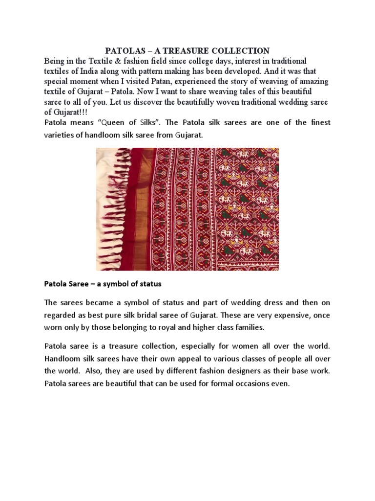 Patola Sarees: The Queen of Silks | PDF | Weaving | Clothing