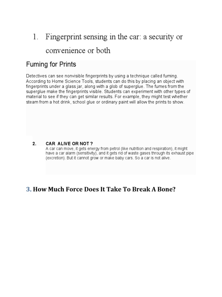 Fingerprint Sensing in Cars Explained | PDF