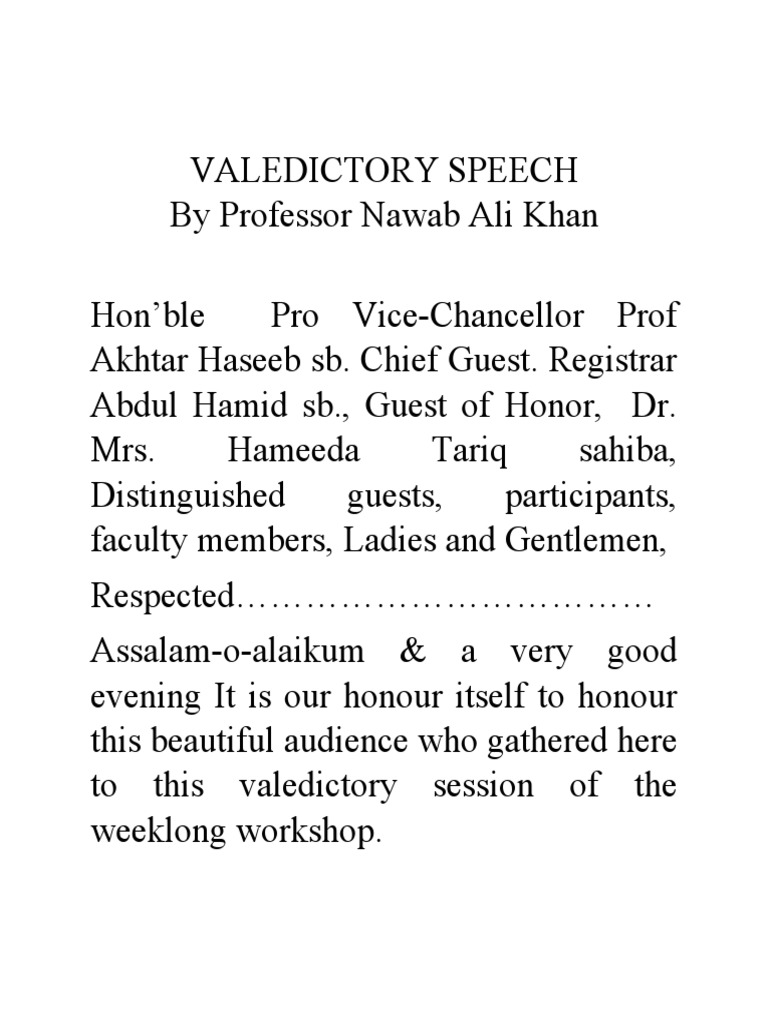 Valedictory Speech | PDF