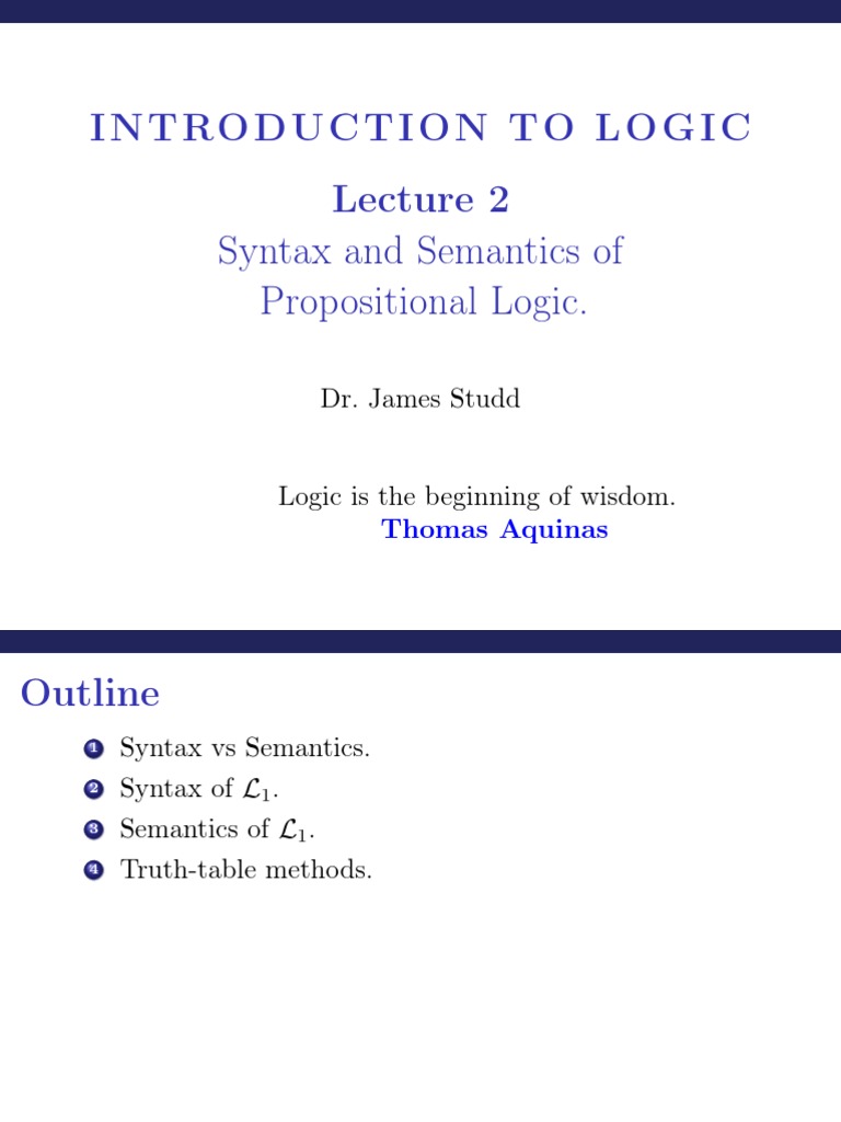 Introductiontologic Syntax and Semantics of Propositional Logic | PDF | Interpretation (Logic ...