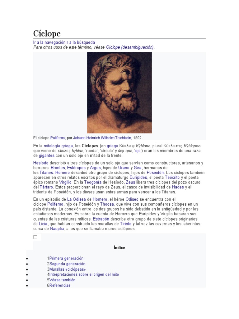 Cíclope | PDF | Mitología | Deidades griegas