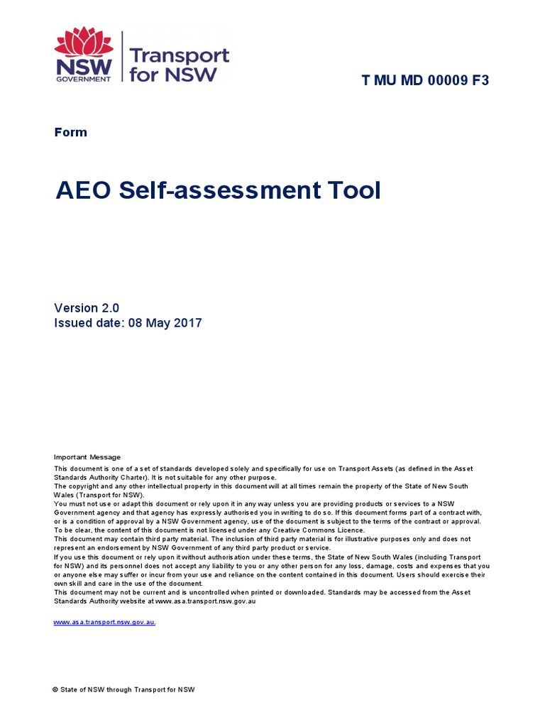 T-Mu-Md-00009-F3-V2.0 - AEO Self-Assessment Tool | PDF | Competence ...