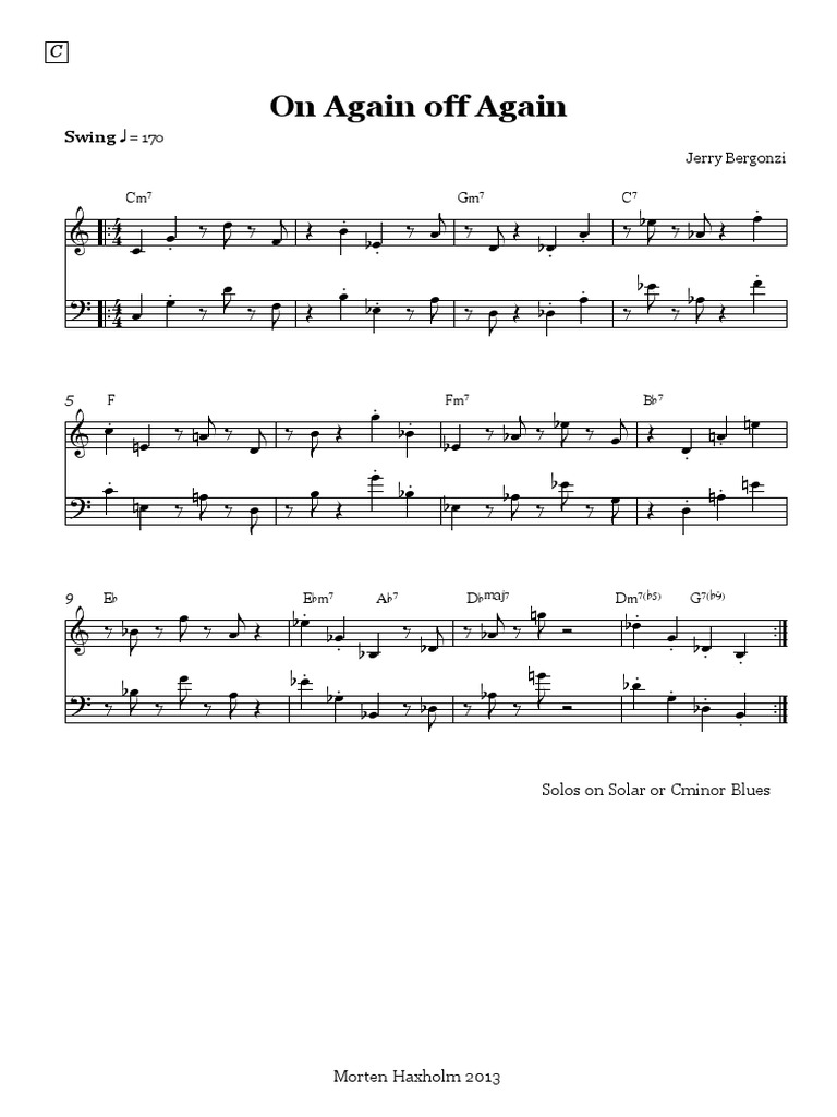 Jerry Bergonzi On Again Off Again | PDF