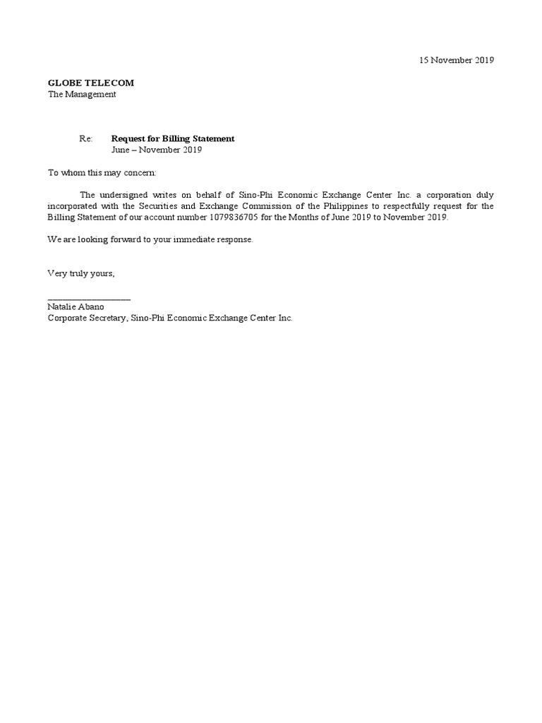 Letter Request Globe | PDF