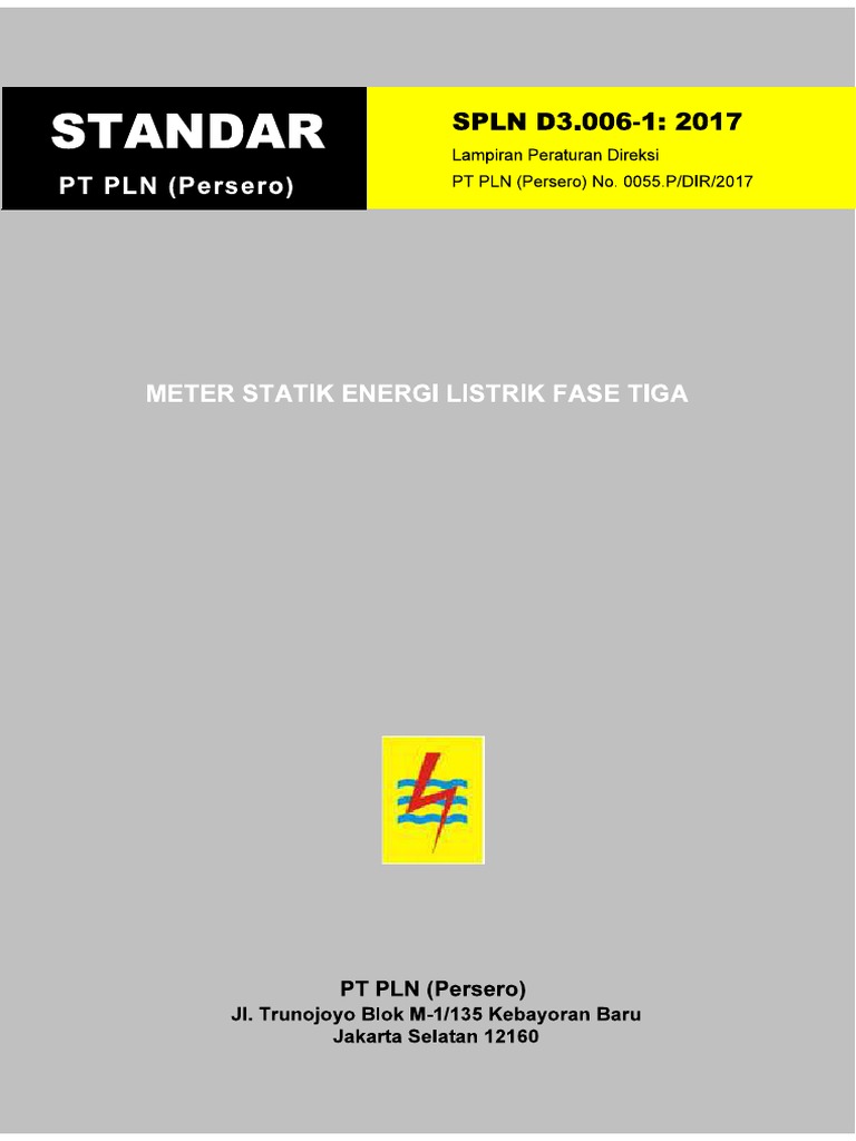 SPLN D3.006-1 2017 - Meter Statik Energi Listrik Fase Tiga PDF | PDF