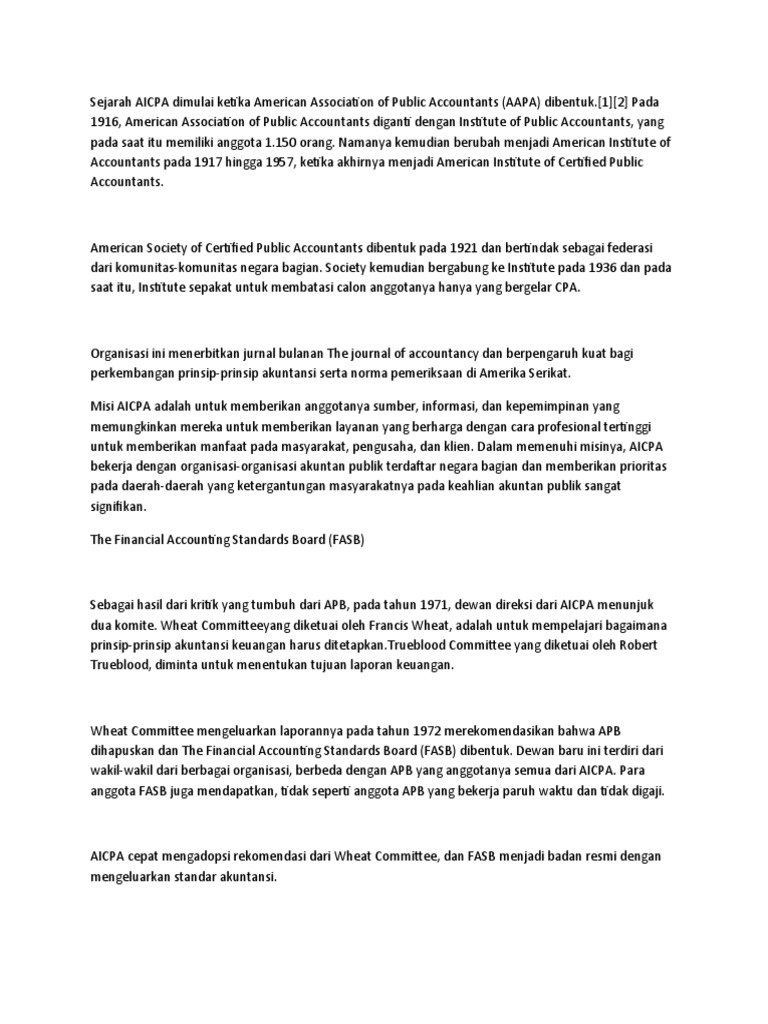 Sejarah dan Peran AICPA dalam Akuntansi | PDF