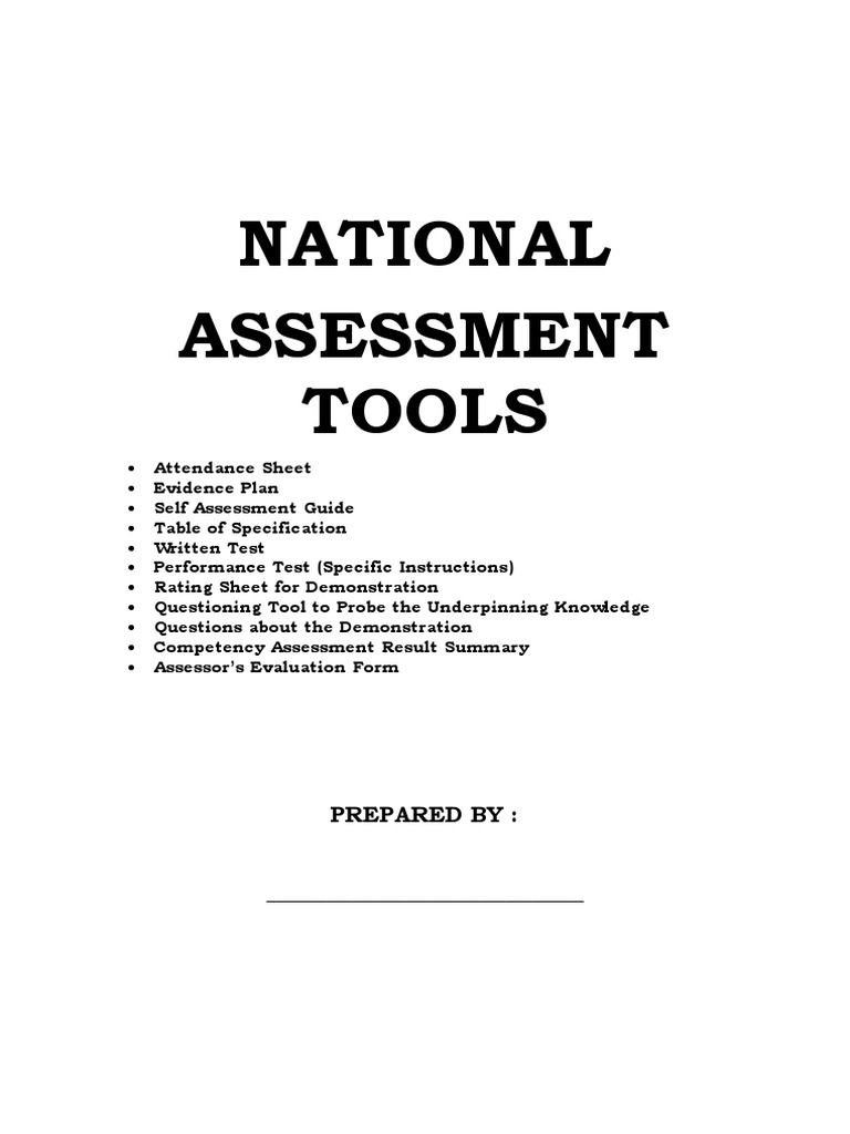 National Assessment Tools: Prepared by | PDF | Competence (Human ...