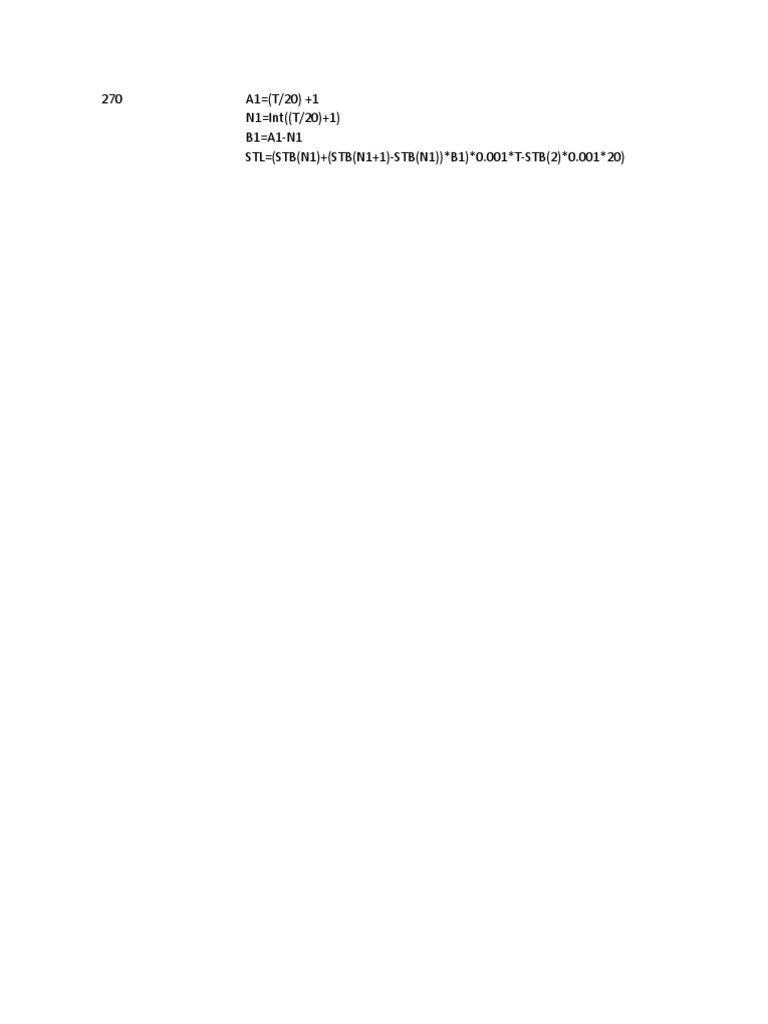 270 A1 (T/20) +1 N1 Int ( (T/20) +1) B1 A1-N1 STL (STB (N1) + (STB (N1 ...