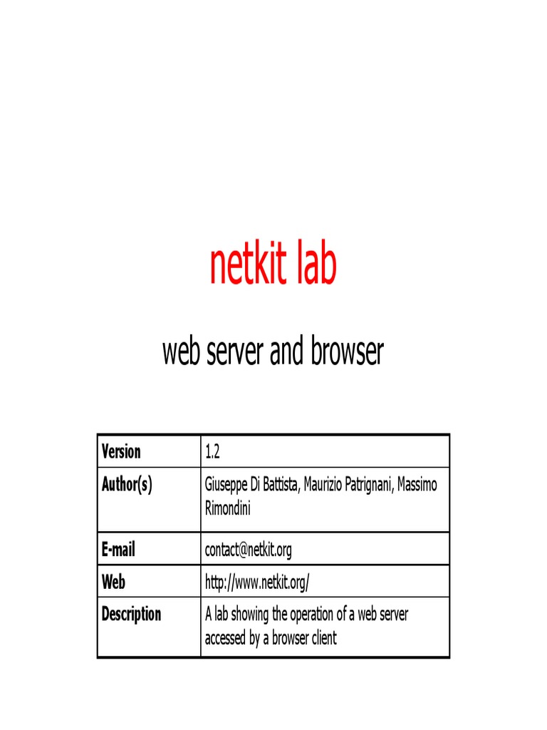 Netkit Lab: Web Server and Browser | PDF | Web Server | Internet & Web