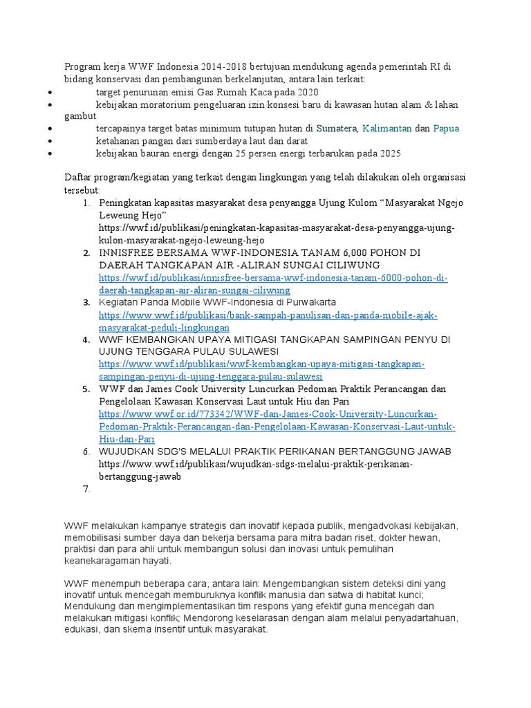Program Atau Kegiatan WWF | PDF