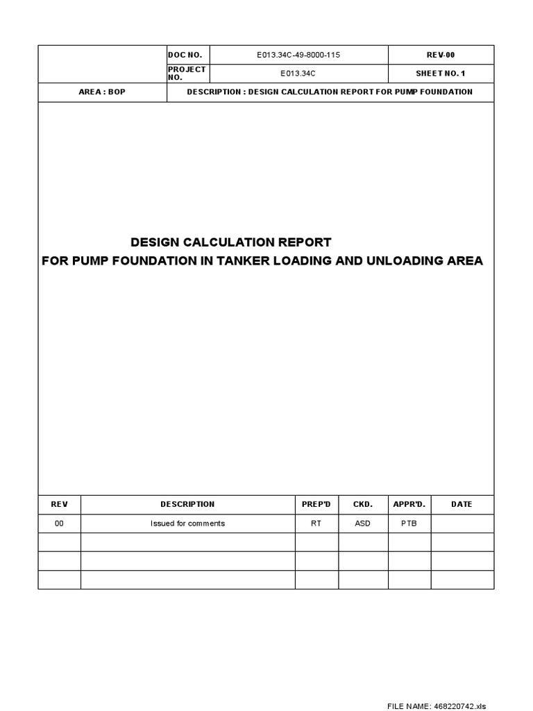 Pump Foundation Design Calculations Report | PDF | Specification ...