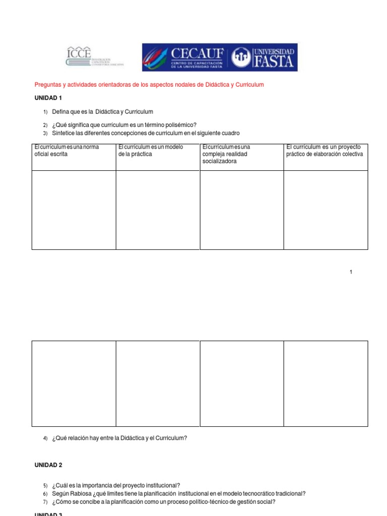 Guía de Orientación. Didáctica y Curriculum | PDF | Plan de estudios ...