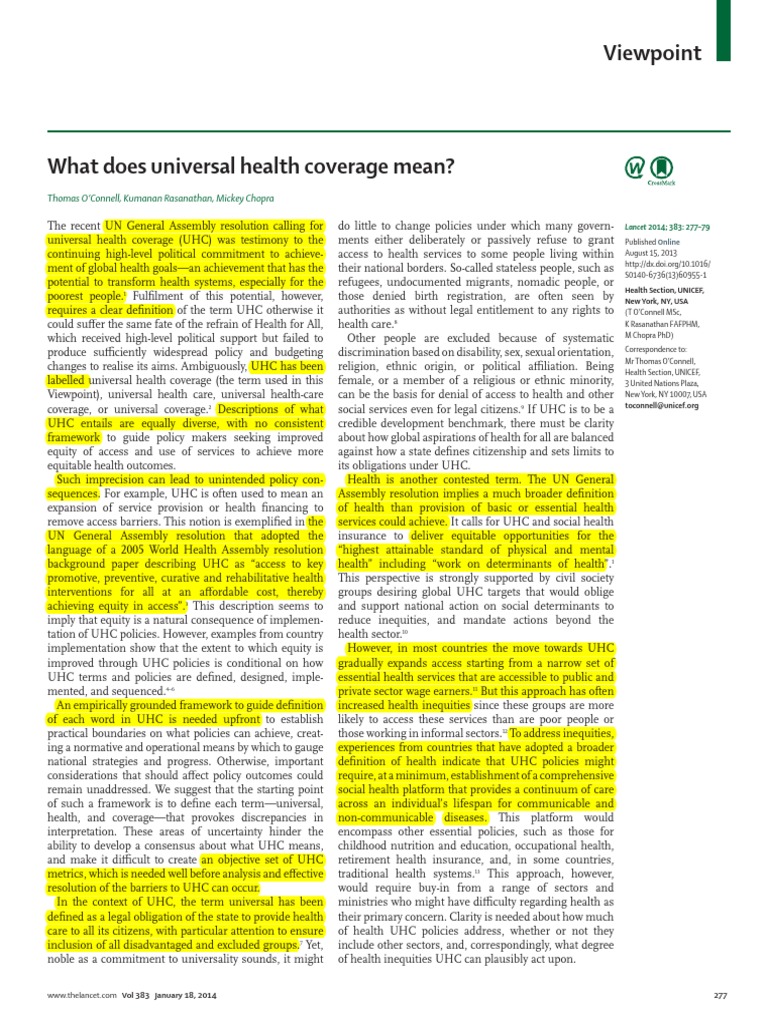 OConnell-What Does UHC Mean | PDF | Millennium Development Goals ...