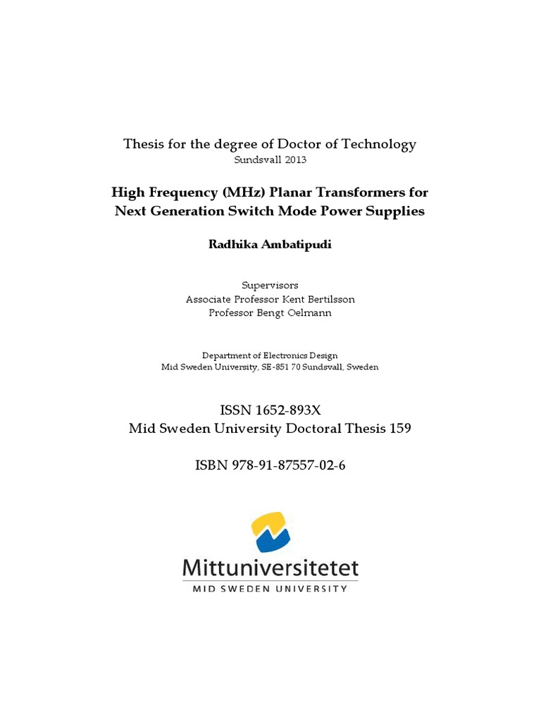 Fulltext01 PDF | Download Free PDF | Transformer | Inductance