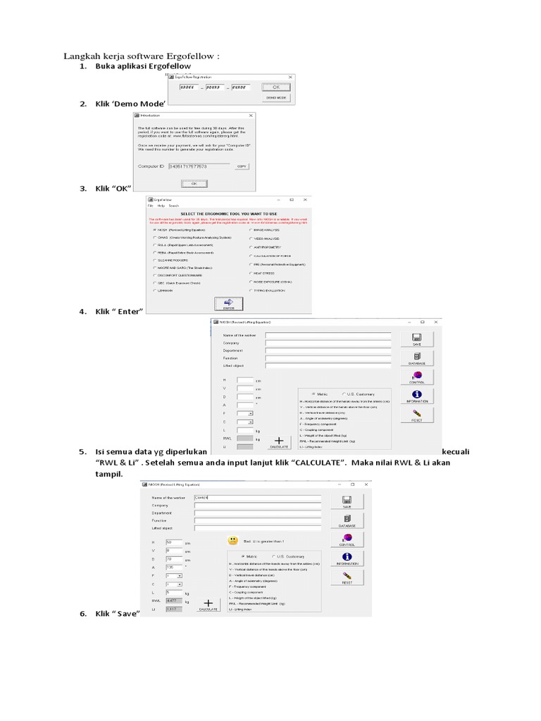 Panduan Penggunaan Software Ergofellow | PDF