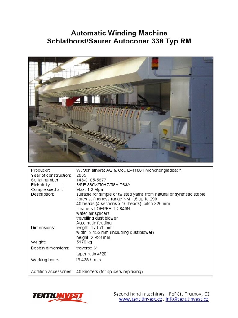 Schlafhorst Autoconer 338 Details | PDF