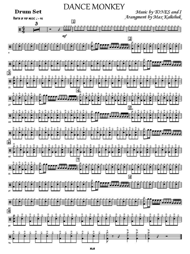 DANSE MONKEY - Drum Set | PDF