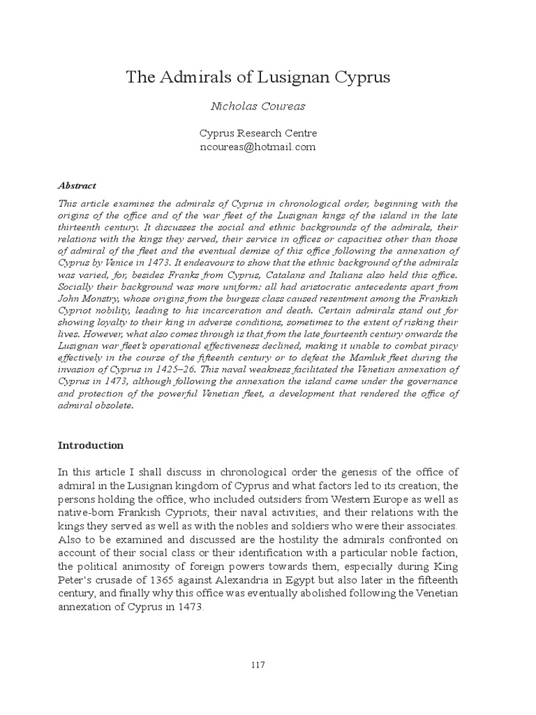 The Admirals of Lusignan Cyprus PDF | PDF | Violence | Unrest