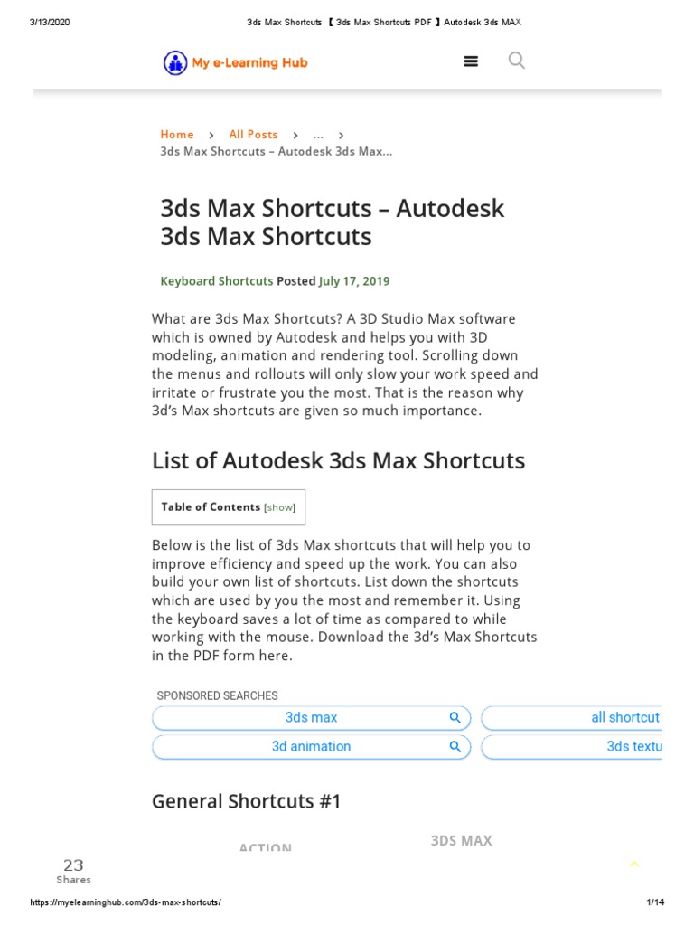 3ds Max Shortcuts 【 3ds Max Shortcuts PDF 】Autodesk 3ds MAX | PDF | Autodesk 3ds Max | 3 D ...