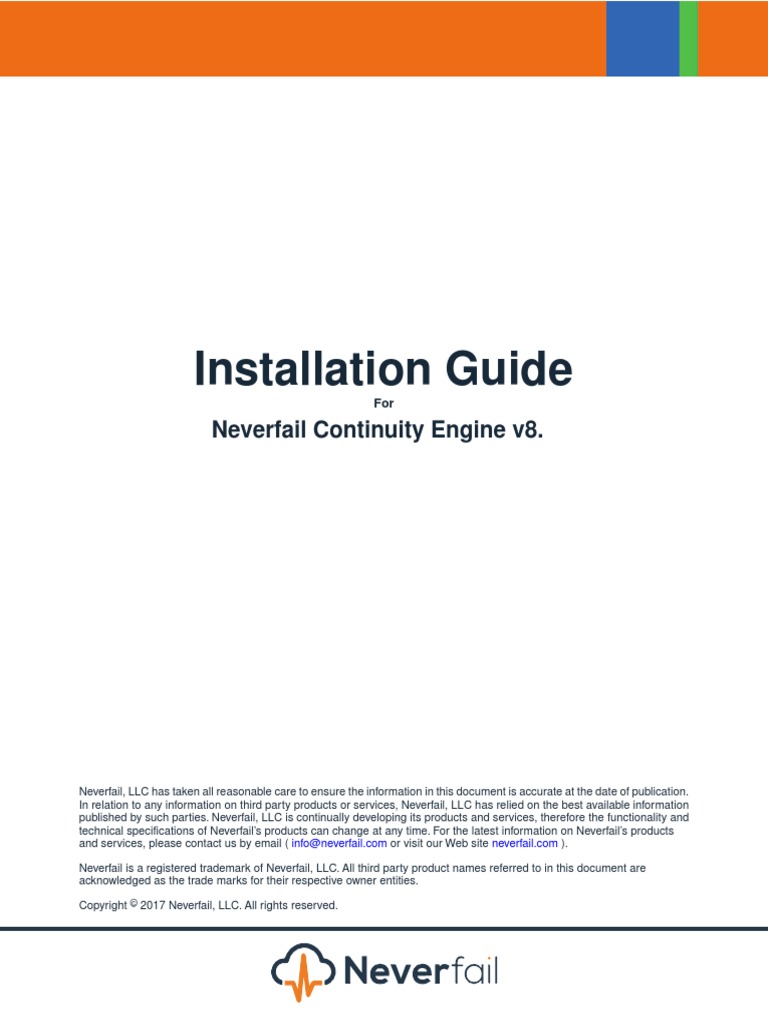 Neverfail CE V82 Install Guide | PDF | Ip Address | Network Interface Controller