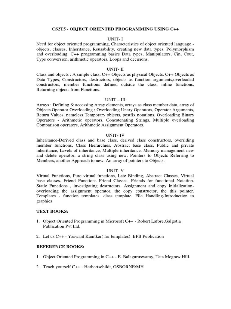 OOPS Study Material Unit 1&2-2-1-1 PDF | PDF | Object Oriented Programming | Class (Computer ...