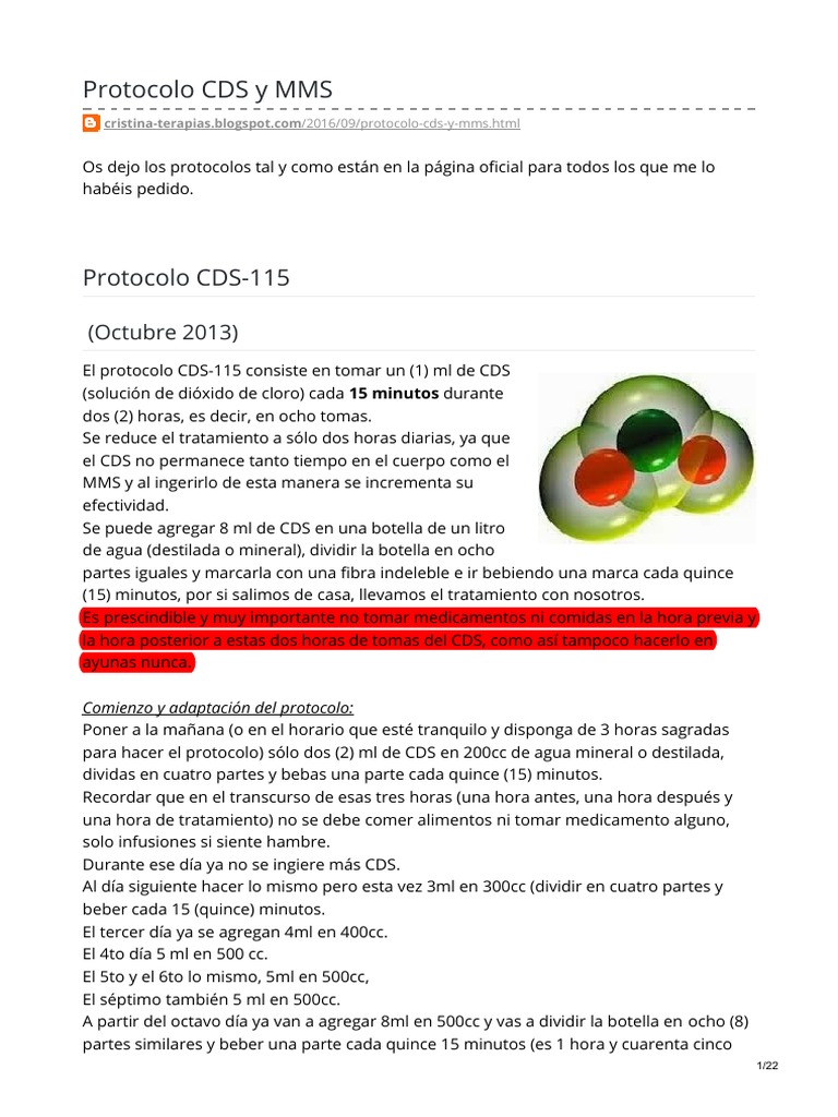 Protocolo CDS y MMS | PDF | Desorden hiperactivo y deficit de atencion | Diarrea