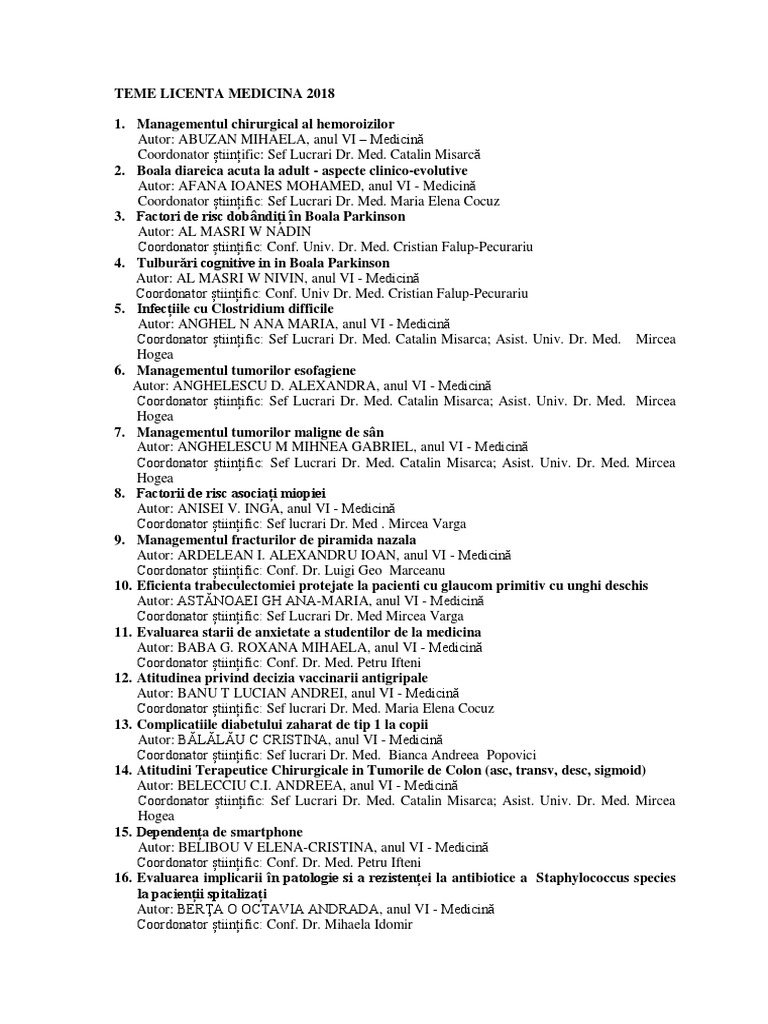 Licenta Medicina 2018 PDF | PDF
