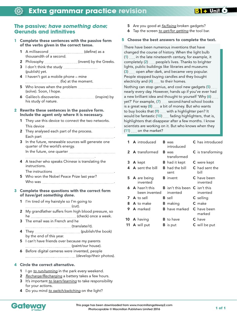 B1+ UNIT 6 Extra Grammar Practice Revision | PDF | Syntax | Grammar