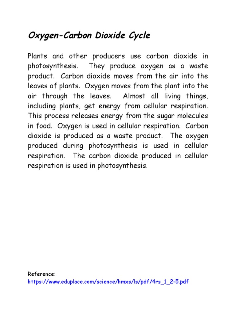 Oxygen-Carbon Dioxide Cycle: Reference | PDF
