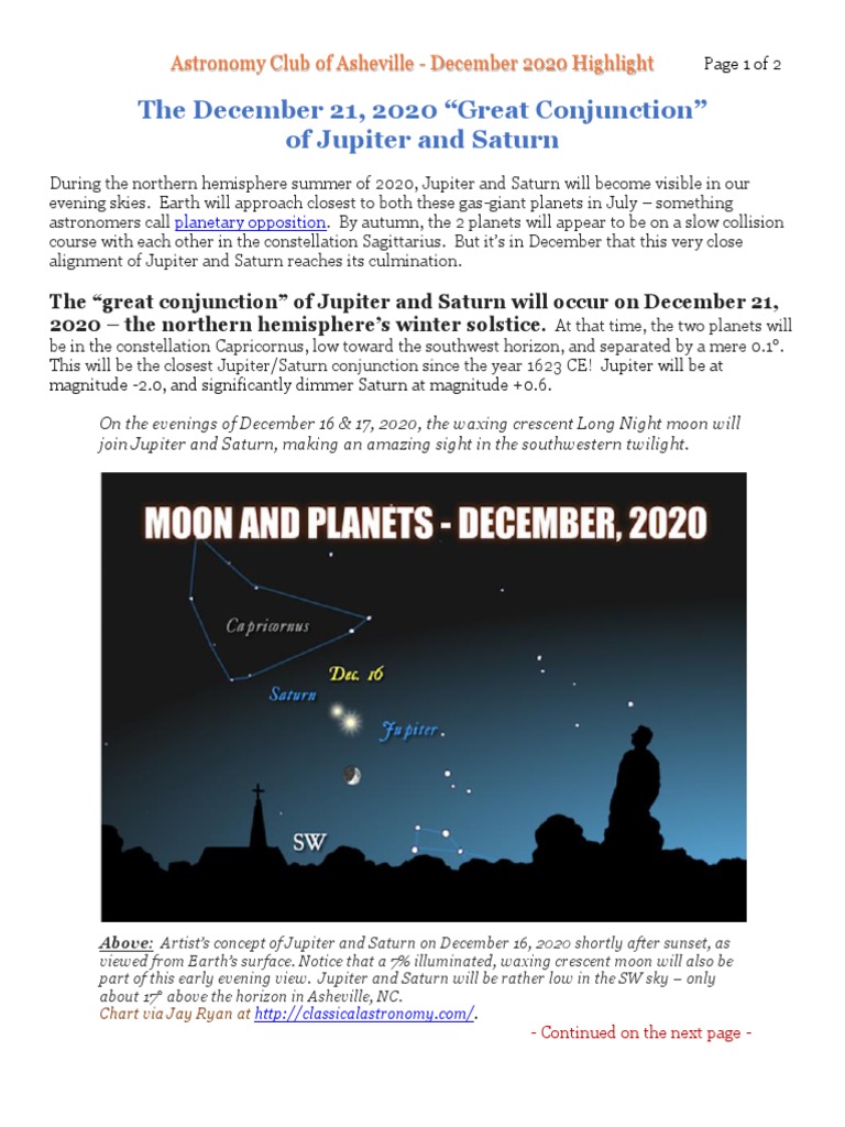 Stargazers' Guide: Great Conjunction | PDF | Jupiter | Saturn