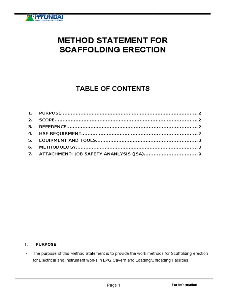 Scaffolding Erection Method Statement | PDF | Scaffolding | Personal ...