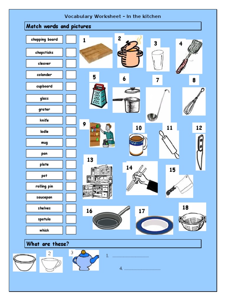 Vocabulary-Matching-Worksheet-In-The-Kitchen-Fun-Activities-Games ...