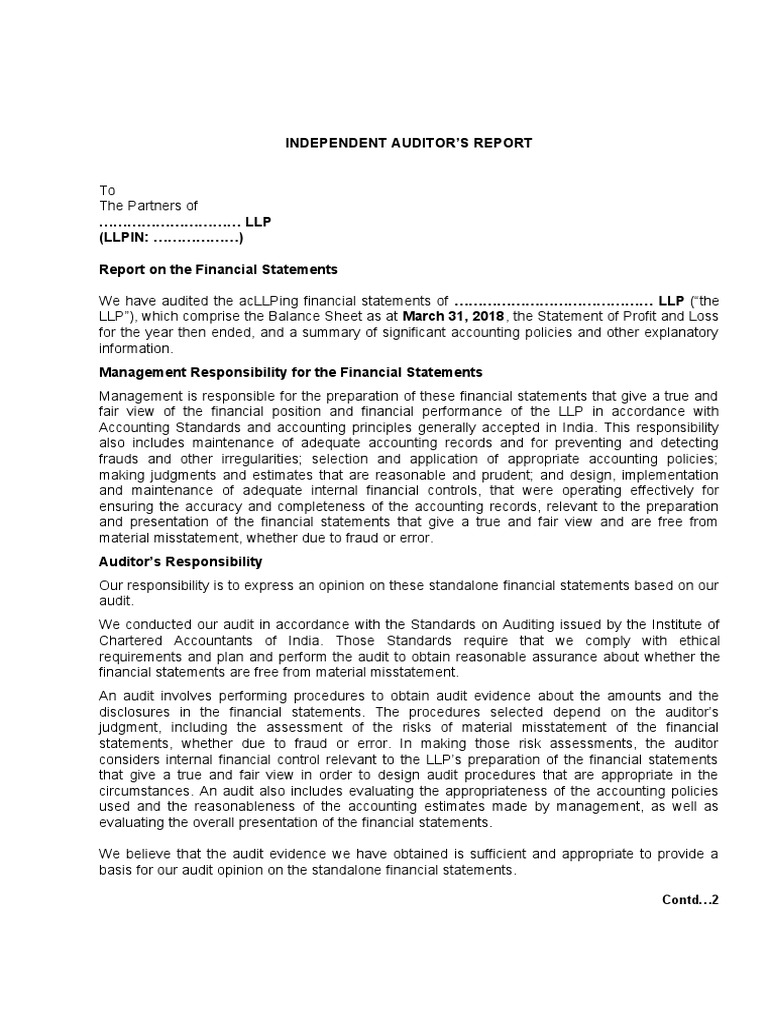Independent Auditor's Opinion on the 2018 Financial Statements of ...