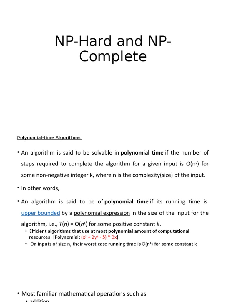 Understanding NP-Hard and NP-Complete | PDF | Time Complexity ...