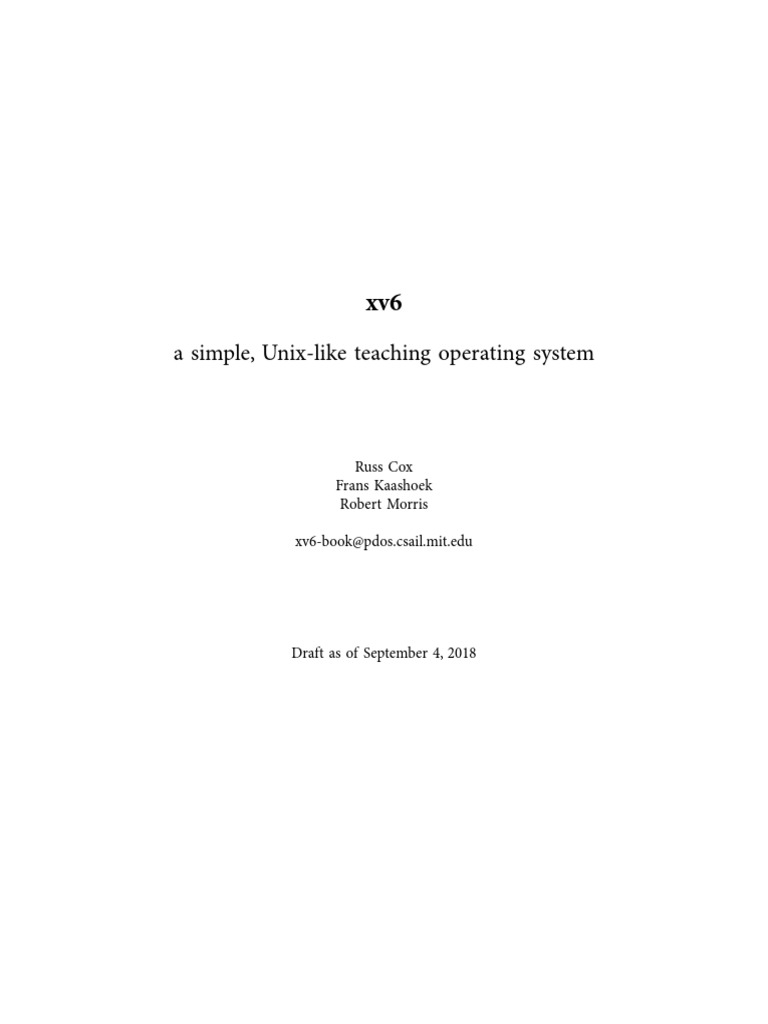 xv6: A Teaching Operating System | PDF | Kernel (Operating System ...