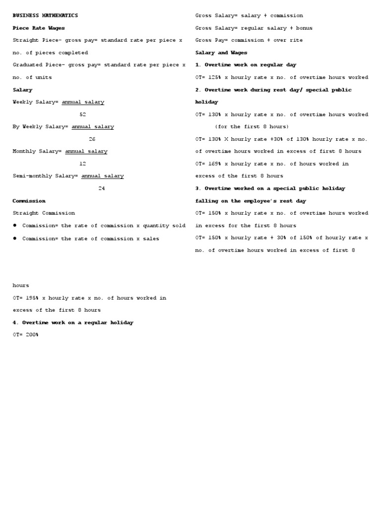 Piece Rate Pay and Salary Calculations | PDF
