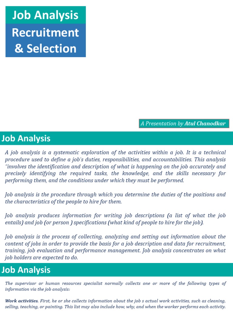 Job Analysis and Recruitment and Selection | PDF | Recruitment ...