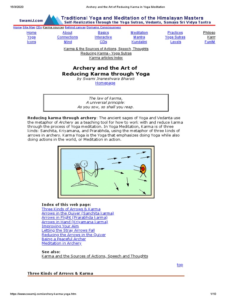 Archery and The Art of Reducing Karma in Yoga Meditation | PDF | Yoga ...