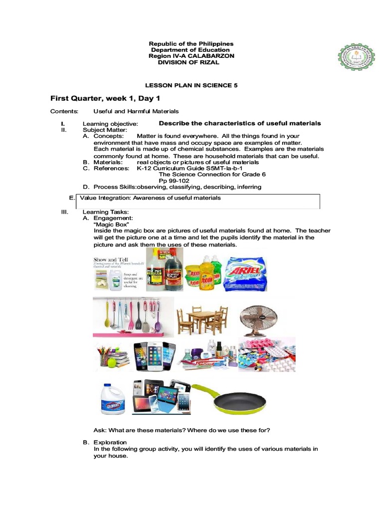 Grade 5 Science Lesson Plan Compilationdocx PDF | PDF | Materials ...