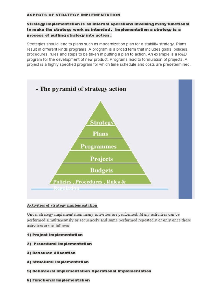 Aspects of Strategy Implementation | PDF
