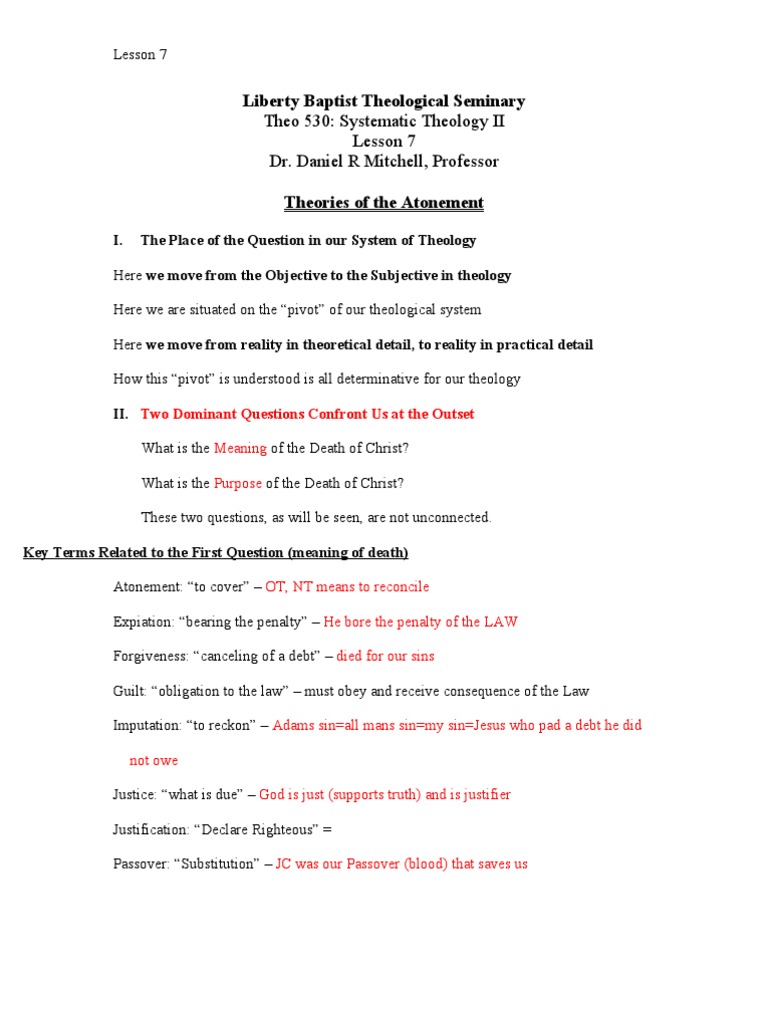 Theories of Atonement Explained | PDF | Atonement In Christianity ...