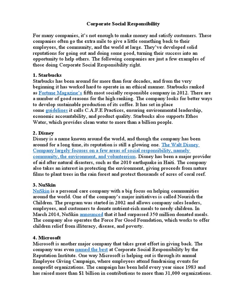 Starbucks and Microsoft CSR Insights | PDF | Starbucks | Corporate ...