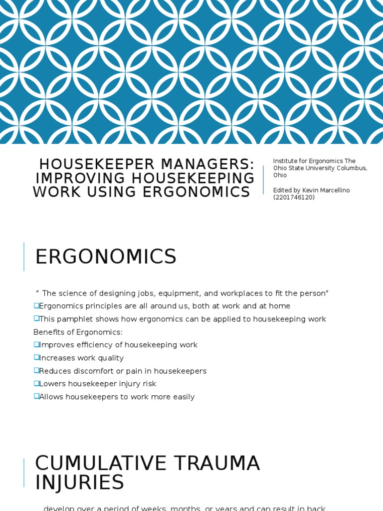 Housekeeper Management Ergonomics Training Handout | PDF