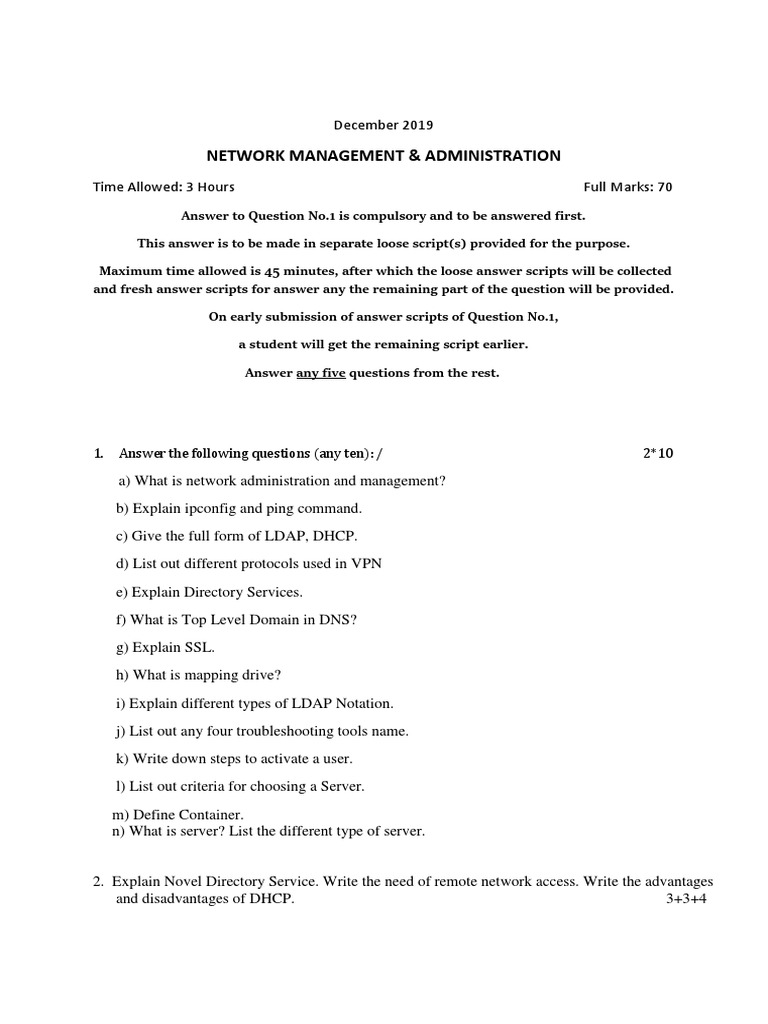 Network Management & Administration Sample | PDF | Active Directory | Computer Network